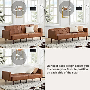 IDEALHOUSE Convertible Sofa Bed, Adjustable Couch Sleeper Modern Faux Leather, Memory Foam Loveseat Sofa Bed, Couches for Living Room, Bedroom