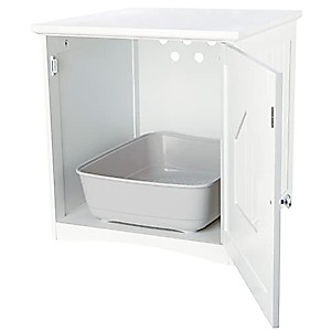 TRIXIE Litter Box Enclosure, Hidden Kitty Litter Box Cabinet, Furniture Style, White,(19.84 LBS)