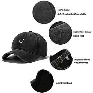 Smile Face Baseball Cap Vintage Distressed Low Profile Unstructured Cotton Dad Hat Adjustable for Women Men (Grey)