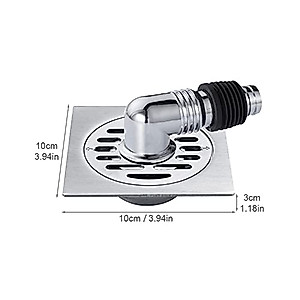 Washing Machine Floor Drain Cover, Shower Drain Floor Drain Cover with Pipe Connector, Square One-Way Drain Valve Fast Drainage Shower Plug Insert Drain Plug(Silver)