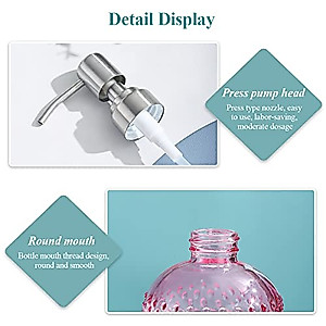 Kyraton Soap Dispenser Bathroom 12oz Pack of 2 with Stainless Steel Pump, Refillable Bathroom Kitchen Soap Dispenser for Kitchen Sink with Rustproof Pump for Hand Soap, Essential Oil, Lotion