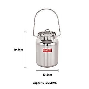 Hazel Stainless Steel Grease Oil Pot With Lid | Airtight Milk Kitchen Container (76 Fl.Oz)