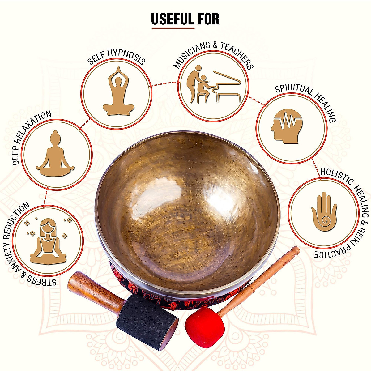 Large Tibetan Singing Bowl and Tingsha Bell Combo