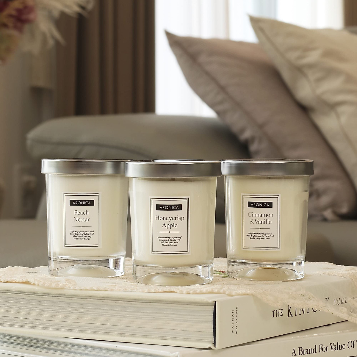 Aronica Fruity Candle Gift Set for Women, Scented Advent Candles, Christmas Gifts for Coworkers, Office Staff Secret Santa, Soy Candles for Couple Xmas, Holiday Hostess Gift, Small Simple Party Gift