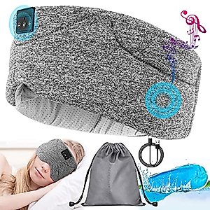 Sleep Mask with Bluetooth Headphones 24 White Noise, Ice-Feeling Bluetooth Sleep Mask Ultra-Thin Speaker Sleep Headphone Mask for Side Sleepers Blackout Eye Mask for Airplane, Nap, Travel（Gray）