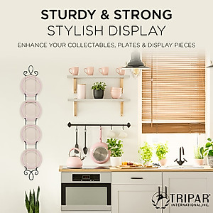 TRIPAR Augusta 4 Tier Vertical Black Plate Rack for Collectible Plates, Plaques, Dishes, & China