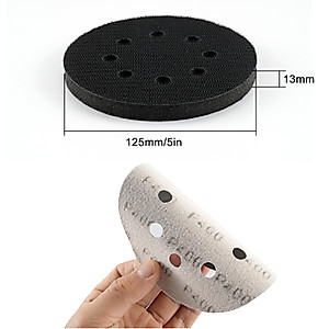 140 Pcs 5 Inch Wet Dry Sanding Discs Hook and Loop 8 Holes Sandpaper 400/600/800/1000/1500/2000/3000 Assortment Grits with Interface Pad for Orbital Sander Automotive Wood Plastic Metal Polishing