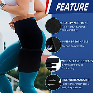 NOSIDAK Hip Brace for Sciatica Pain Relief Thigh Compression Sleeve Groin Brace Sacroiliac Belt Support for SI Joint, Sciatic Nerve, Hip Replacement, Arthritis, Bursitis for Men Women - Left