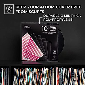 BIG FUDGE 20 Pack Vinyl Record Outer Sleeves 10" LP | Durable & Wrinkle-Free | Crystal Clear & Made from High-Density Polypropylene | 3 mm Thick | Fits Most Gatefolds and Double LPs