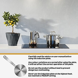 Induction Plate Adapter for Glass Cooktop Heat Diffuser for Electric Gas Glass Stove with Detachable Handle, 5.5 Inches