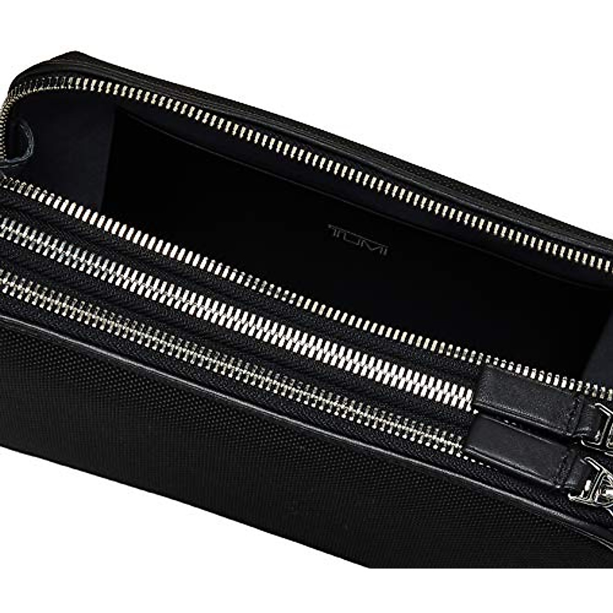 TUMI Black Chrome Triple Zip Clutch