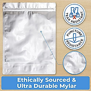 60 Packs 1 Gallon Mylar Bags 7.5 Mil for Food Storage with 400cc Oxygen Absorbers - Stand Up Long Term Food Storage Mylar Bags - Resealable Bags For Food - Gallon Mylar Bags - Large Mylar Ziplock Bags