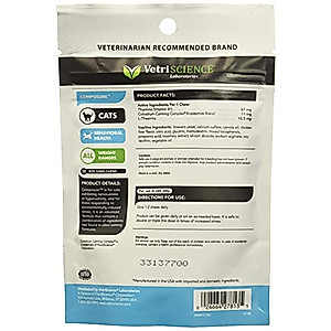 (4 Packages) VetriScience Laboratories - Composure Feline, 120 Bite-Sized Chews Total (30 Per Pack)