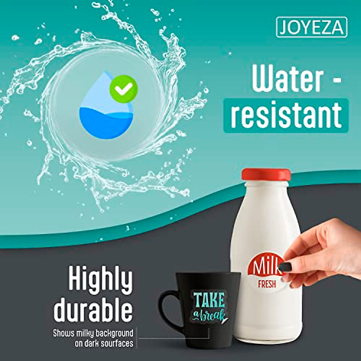 JOYEZA Premium Printable Vinyl Clear Sticker Paper for Inkjet Printer - 25 Sheets Translucent Waterproof, Dries Quickly Vivid Colors, Holds Ink well - Inkjet & Laser Printer