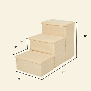 PET AWESOME Dog Stairs with Storage and Adjustable Steps for a Puppy, Small or Medium Dog