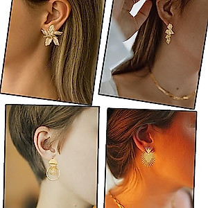 CASDAN 12 Pairs Gold Geometric Earrings Exaggerated Statement Earrings for Women Punk Stylish Sectored Twisted Ginkgo Leaf Earrings Jewerly Gift