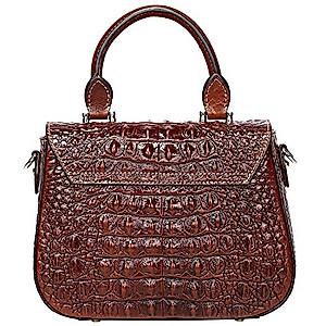 PIJUSHI Genuine Leather Crossbody Shoulder Bags for Women Designer Crocodile Purse Top Handle Satchel Handbag (99806 Brown)