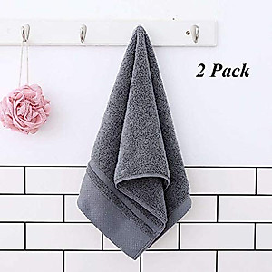 LayYun Bathroom Hand Towels, Set of 2, Ultra Soft and Highly Absorbent Face Towel, Durable Hand Towel for Everyday Use, Home, Camping, Gym (Grey, 14 x 30 Inch )