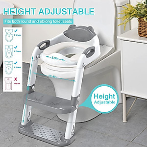 711TEK Potty Training Seat with Double Step Stool Ladder - 2022 Upgraded Version Potty Training Toilet, More Slip Resistant and Stable(Bear-Grey)
