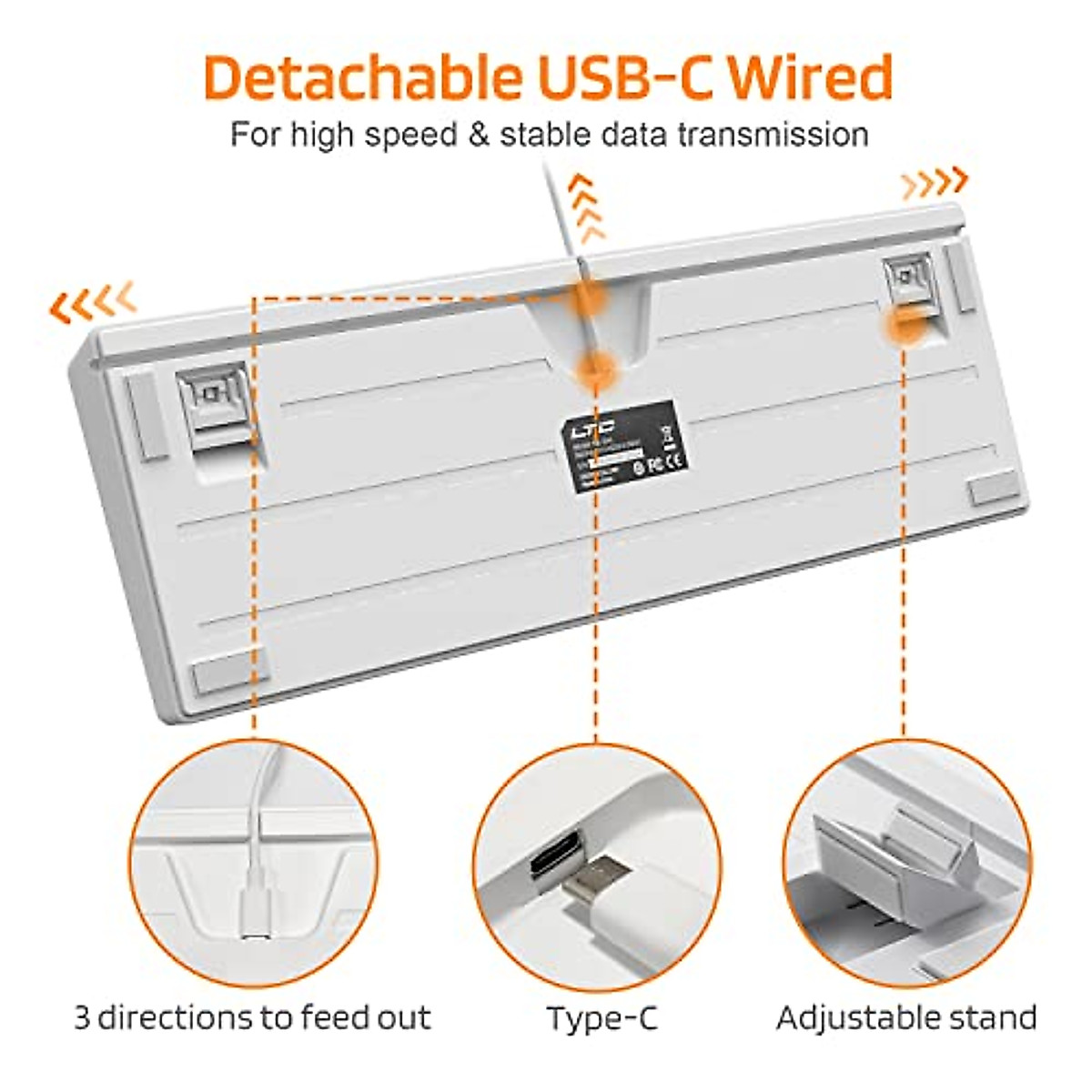 LTC NB1041 Nimbleback Wired Mechanical Keyboard, Hot-Swappable 104Keys RGB Backlit Gaming Keyboard, Red Switch/White