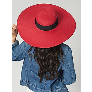 San Diego Hat Company Women's Adjustable Floppy SPF 50+ Sun Hat, Red, One Size