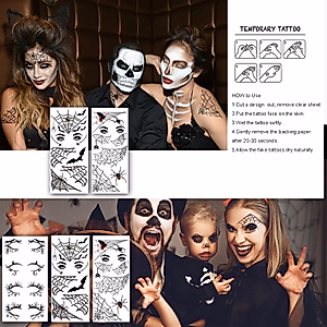 4 Pairs of Halloween Eye Shadow Temporary Tattoo Stickers Eyeliner Decals with 2 Sheets Spider Web Skull Bat Temporary Tattoo Stickers Face eye Makeup Stickers for Women Girls Halloween Masquerade Party