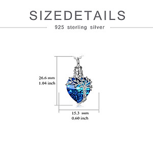 TOUPOP Heart Cremation Jewelry Sterling Silver with Blue Crystal Tree of Life Urn Necklace for Ashes w/Funnel Filler Jewelry Gifts for Women