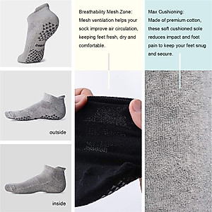 Hylaea Unisex Non Slip Socks with Grip for Yoga, Hospital, Pilates, Barre | Ankle, Cushioned