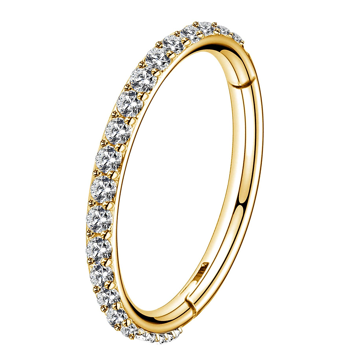 OUFER Gold Hinged Segment Earring Hoop 16G Stainless Steel with Cartilage Earrings Clear CZ Paved Tragus Helix Earrings Cartilage Earring Septum Nose Ring Hoop