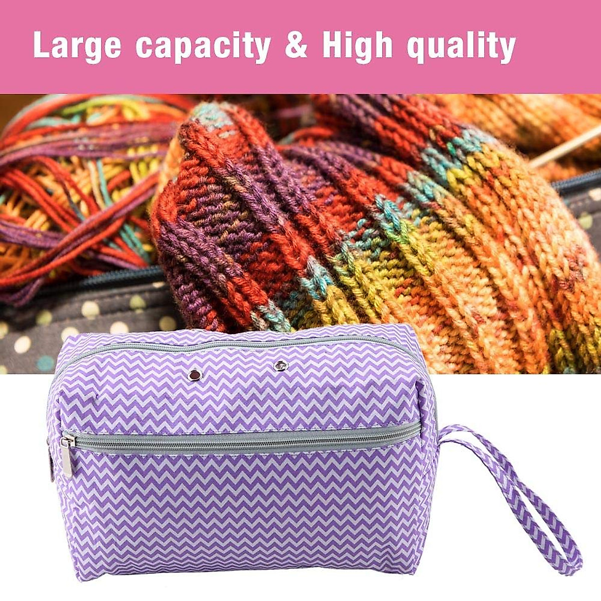 Yarn Storage Bag Portable Knitting Bag Durable Sewing Weaving Accessories Organizer Crochet Yarn Tote(L)