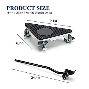 WEPUMP Furniture Moving Dolly 3 Wheels Heavy Duty Wheel Movers Lockable Lifter Mover Tool Set 4 Pack for Object, 1200 LBs Load Capacity