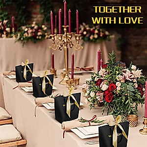 36 Pack Black Gift Bags with Handles Wedding Party Favor Paper Bags Bulk with Bow Ribbons 10.6 x 7.9 x 3.5 Inch Welcome Bags for Guests Birthday Holiday Bridesmaid Celebration