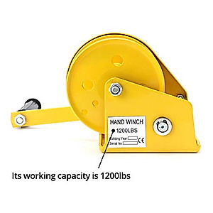 QWORK Hand Winch, 1200lbs Manual Crank Worm Gear Winch, Marine Two-Way self-Locking Gear Winch Handle Crank Towing Winch for ATV Boat Trailer Truck