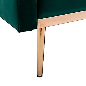 ORRD Velvet Sofa, Accent Couch Loveseat Sleeper Bed Tufted Sofa with Rose Gold Metal Feet with 2 Pillows for Living Room, Bedroom, Small Space (Green)