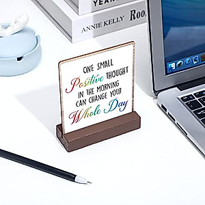 4 Pieces Inspirational Quotes Bible Desk Decor Wood Block Plaque Rustic Encouragement Gifts for Women Motivational Desk Decor Positive Wooden Table Signs with Wooden Stand (Inspirational Style)