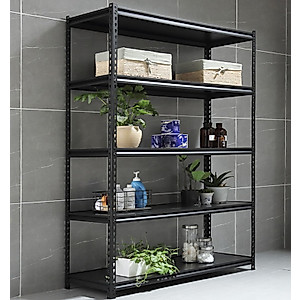Kilyssa 72" H Storage Shelving Unit, 5-Tier Adjustable Heavy Duty Garage Shelves Metal Organizer Utility Rack, Black, 31.5" L x 16" W x 72" H for Kitchen Pantry Basement Bathroom Laundry