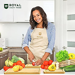 Wooden Cutting Boards for Kitchen Meal Prep & Serving - Bamboo Wood Cutting Board Set with Deep Juice Groove Side Handles - Charcuterie & Chopping Butcher Block for Meat - Kitchen Gadgets Gift (3 Pcs)