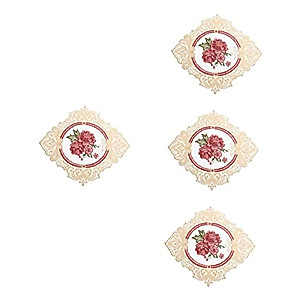 DOITOOL Table Mat Jute Placemat Adorno para Mesa De White Cotton Tablecloth Farmhouse Coasters Heat Proof Placemat Cotton Placemats Retro Lace Coaster Lace Place Mat Decor Mug 4pcs