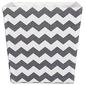 DII Hardsided Polyester Trapezoid Storage Bin, Chevron, Gray, Medium