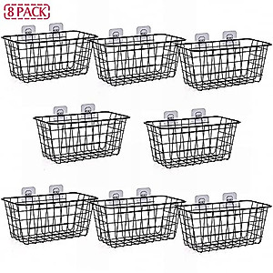 XINFULL 8 Pack Wire Storage Baskets Household Metal Wall-Mounted Containers Organizer Bins for Kitchen Bathroom Freezer Pantry Closet Laundry Room Cabinets Garage Shelf, Medium