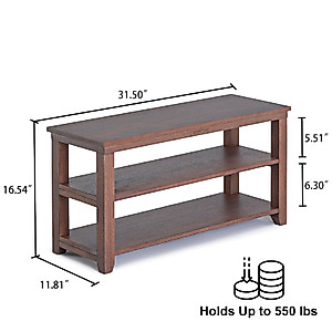 Aroktake Shoe Rack Bench, 2-Tier Wood Heavy Duty Shoe Organizer Shelf for Entryway, Living Room,Bedroom (Brown, 11.81"X31.5"X16.54")