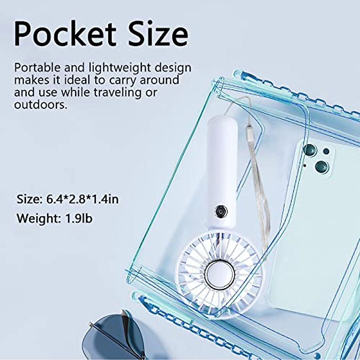 RNKRUN Mini HandHeld Portable Fan, Small Personal Battery Operated Fan Lash Fan Quiet usb Rechargeable 3 Speed Adjustable for Outside Travel Patios Indoor Shop Women Men Kids Girl Eyelash Makeup,white