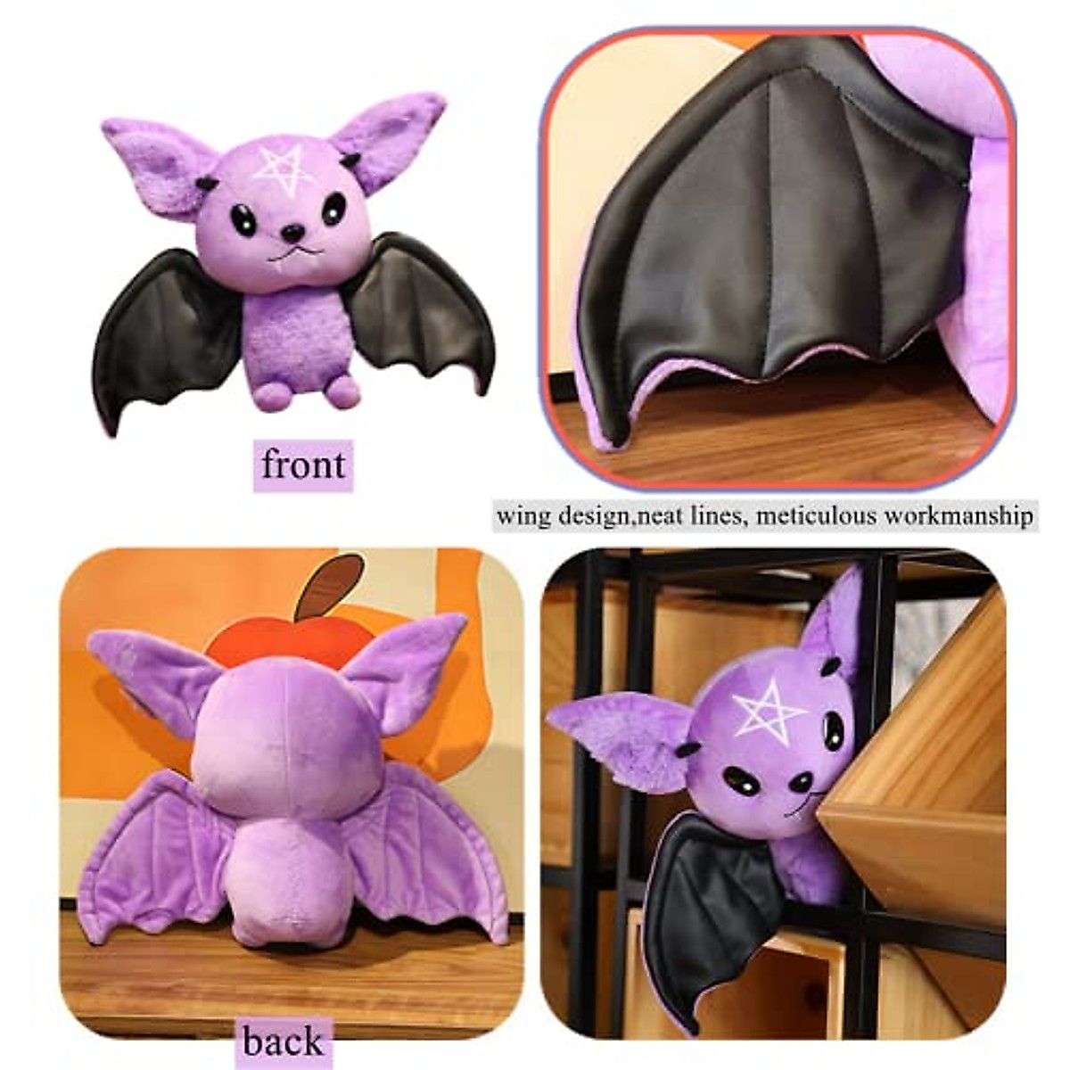 NatureMan Bat Plush Stuffed Animal Toy, Soft Huggable Doll for Kids, Halloween & Christmas Gift (Purple, 11.8inch)