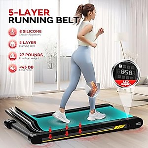 Walking Pad Treadmill with APP, 3 in 1 Under Desk Treadmill, 2.5HP Low Noise Walking Vibration Pad with Remote Control,Portable Treadmill for Home Office, Yellow