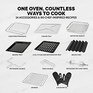 Kalorik MAXX® Plus AFO 47271 SS Digital Air Fryer Oven 26 Quart 10-in-1 Countertop Toaster Oven Air Fryer Combo - Roaster, Dehydrator, Pizza Oven | Easy-Clean Interior, Mirror finish | 14 Accessories & 60 Recipes | 22 Presets | 1750W | Stainless Steel