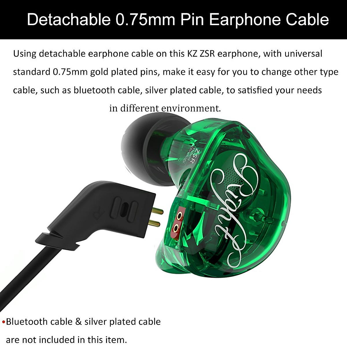 KZ Headphone HiFi Earbuds KZ ZSR Earphone with 2 Balanced Armature and 1 Dynamic Driver, Wired in Ear Earphone IEM with 0.75mm 2 Pin Removable Cable (White with Mic)…