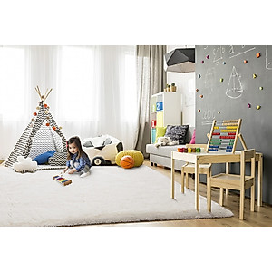 TWINNIS Super Soft Shaggy Rugs Fluffy Carpets 8x10 Feet, Indoor Modern Plush Area Rugs for Living Room Bedroom Kid Room Nursery Home Decor, Upgrade Anti-skid Rectangular Fuzzy Rug, Cream White