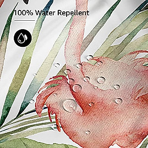 VEGA U Flamingo Shower Curtain for Bathroom, Tropical Leaves Themed Bath Decor with Hooks, 72x72 Inch