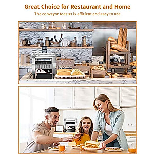 Commercial Conveyor Toaster 300PCS Per Hour Toasting Bread Bagels 110V Electric Countertop Belt Machine for Restaurant Home Bread Bagel Breakfast Food