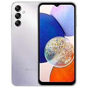 SAMSUNG Galaxy A14 5G + 4G LTE (128GB + 4GB) Unlocked Worldwide (Only T-Mobile/Mint/Tello USA Market) 1 Year Warranty Latin America 6.6" 50MP Triple Camera + (15W Wall Charger) (Silver)